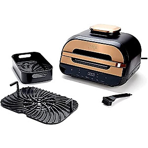 Ninja FG551 H Foodi Smart XL 6-in-1 Indoor (Copper color) with 4-Quart Air Fryer Roast Bake Dehydrate Broil and Leave-In Thermometer, with Extra Large Capacity, and a Stainless Steel Finish (Renewed)