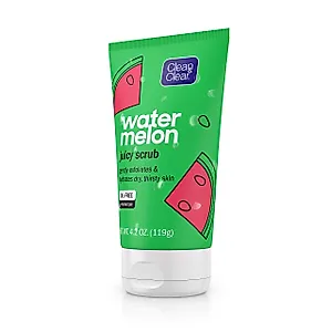 Clean & Clear Hydrating & Exfoliating, Gentle & Oil Free Juicy Watermelon Daily Facial Cleanser Scrub, Buffs Dirt & Oil While Cleansing & Quenching Dry Skin, 4.2 Fl Oz