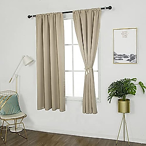 Merryfeel Blackout Window Curtains - Rod Pocket Room Darkening Light & Noise Reducing Thermal Insulated Window Draperies for Bedroom/Living Room (Wheat, 2 Panels, 37 inches Wide x 63 inches Long)