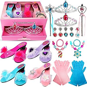 Princess Dress Up Girls Toys, Toddlers Pretend Play, Little Girls Role Play, Kids Jewelry, Princess Accessories Shoes, Girl Toys Age 3 4, Girls Gifts, Birthday Gifts for 3 4 Year Old Girls