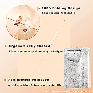 Penugo 180 Degree Folding Acrylic Makeup Mixing Palette, Plastic Foundation Makeup Facial Palette with Felt Bag, Transparent Spatula Tool for Eyeshadow Liquid Foundation Cosmetic Pigment Mixing