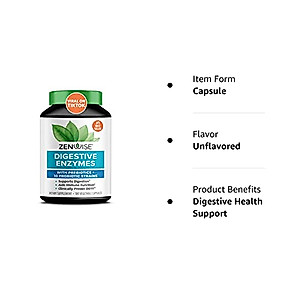Zenwise Probiotic Digestive Multi Enzymes, Probiotics for Digestive Health, Bloating Relief for Women and Men, Enzymes for Digestion with Prebiotics and Probiotics for Gut Health - 180 Count