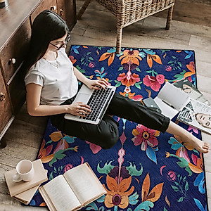 Isyorefam 3x5 Washable Bedroom Faux Wool Rug Boho Floral Area Carpet for Bedroom, Bedside, Kitchen, Entryway, Kids' Room, Office, and College Dorm Essentials for Girls Non-Slip Low Pile