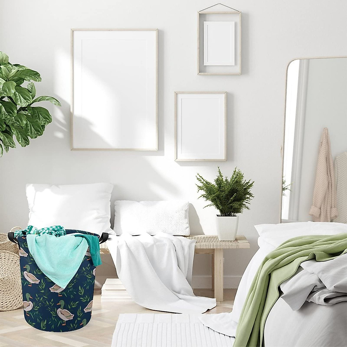 KiuLoam Cute Farm Animal Mallard Duck Laundry Baskets, Large Storage Basket Collapsible Organizer Bin Laundry Hamper for Nursery Clothes Toys