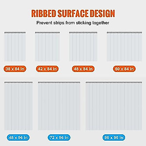 VEVOR Strip Curtain, 84" Height x 42" Width, 0.08" Thickness, 7PCS Clear PVC Strip Door Curtain, Freezer Curtain, Plastic Door Strips for Walk in Freezers, Coolers & Warehouse Doors, with 50% Overlap