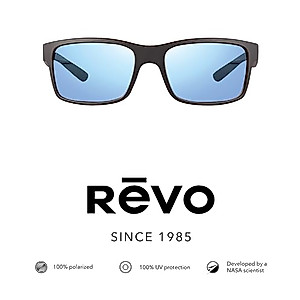 Revo Sunglasses Crawler: Polarized Lens with Performance Rectangle Wrap Frame, Matte Black Tortoise Frame with Blue Water Lens