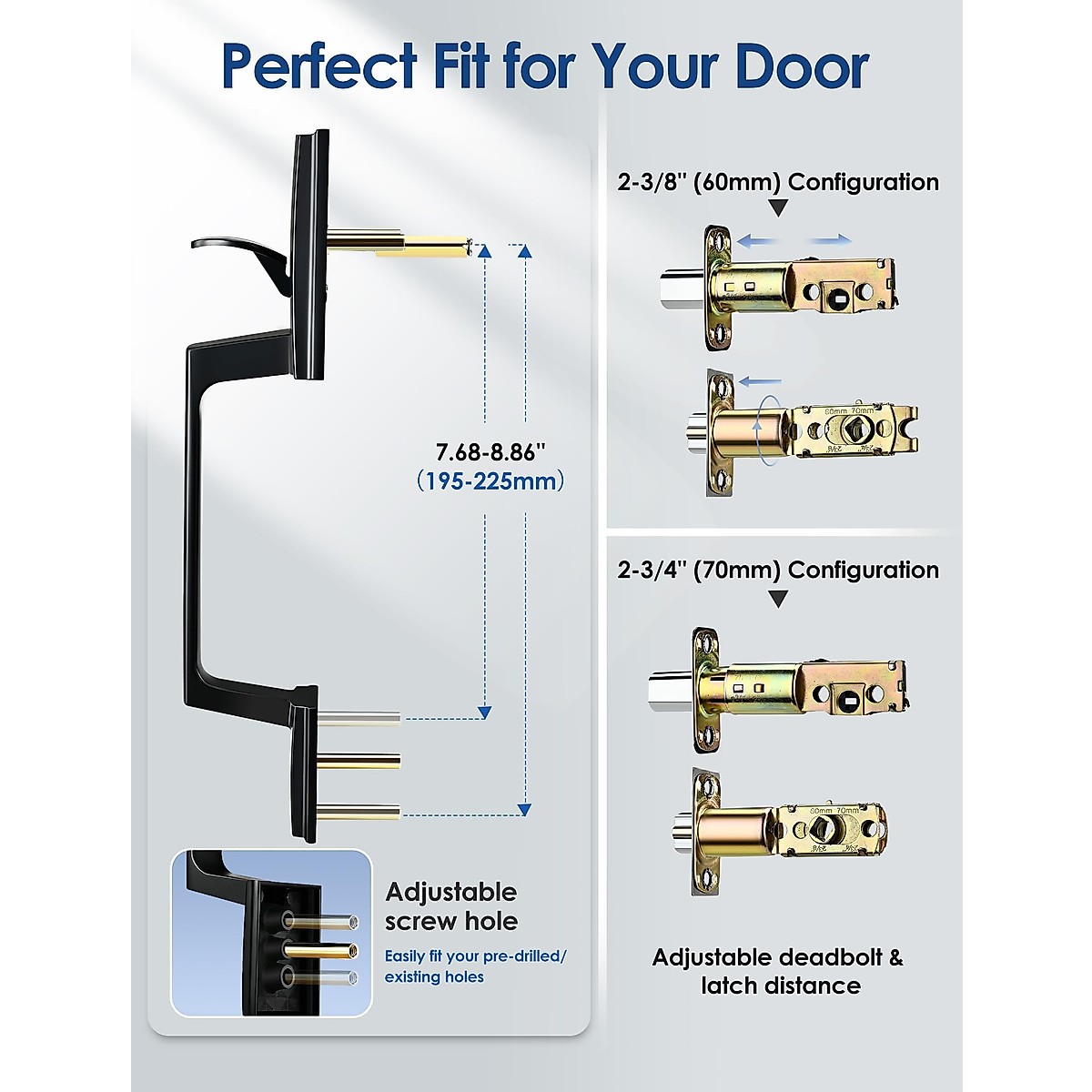 ELAMOR Front Door Handle with Deadbolt Set, Oil Rubbed Bronze, Adjustable Latch, Easy Installation, Durable Zinc Alloy, Modern Style