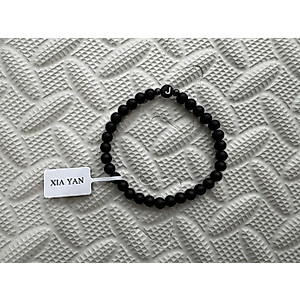 XIA YAN 6mm Black Onyx and White Howlite Handmade Letter Beads Bracelets for Women Men Initial Bracelets Gifts for Women Men (Couples Bracelets,Friendship bracelets)