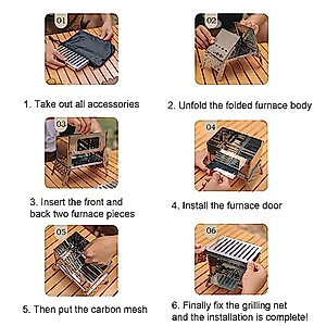 Camp Tent Stove - Portable Wood Burning Camp Heater | Compact Stainless Steel Backpacking Burner, Camping Stove for Tent, Cooking, Fishing, Home Heating Wynott