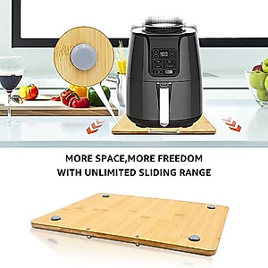 Universal Appliance Slider for Kitchen Counter, for Coffee Maker/Espresso Machine, Blender, Air Fryer, Stand Mixer, Toaster Sliding Tray Board, Bamboo, Wide-15"Wx11.6"D