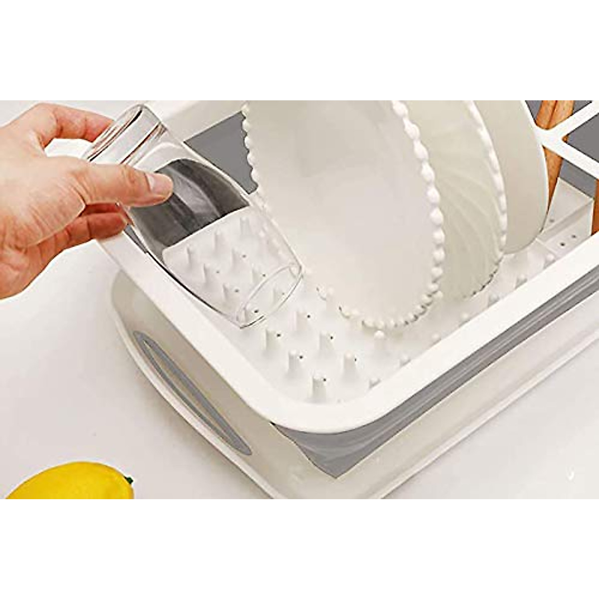 Dish drying rack Collapsible Dish Rack and Drainboard Set Foldable Portable Dish Drainer Dinnerware Organizer Rack Folding Tableware Storage Rack Cutlery Rack for Kitchen Counter RV Camper Accessories