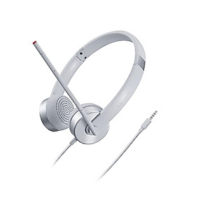 Lenovo 100 Stereo Analog Headset, 3.5mm, 180° Boom Microphone, Memory-Foam Earcups, GXD1B60597, Cloud Grey