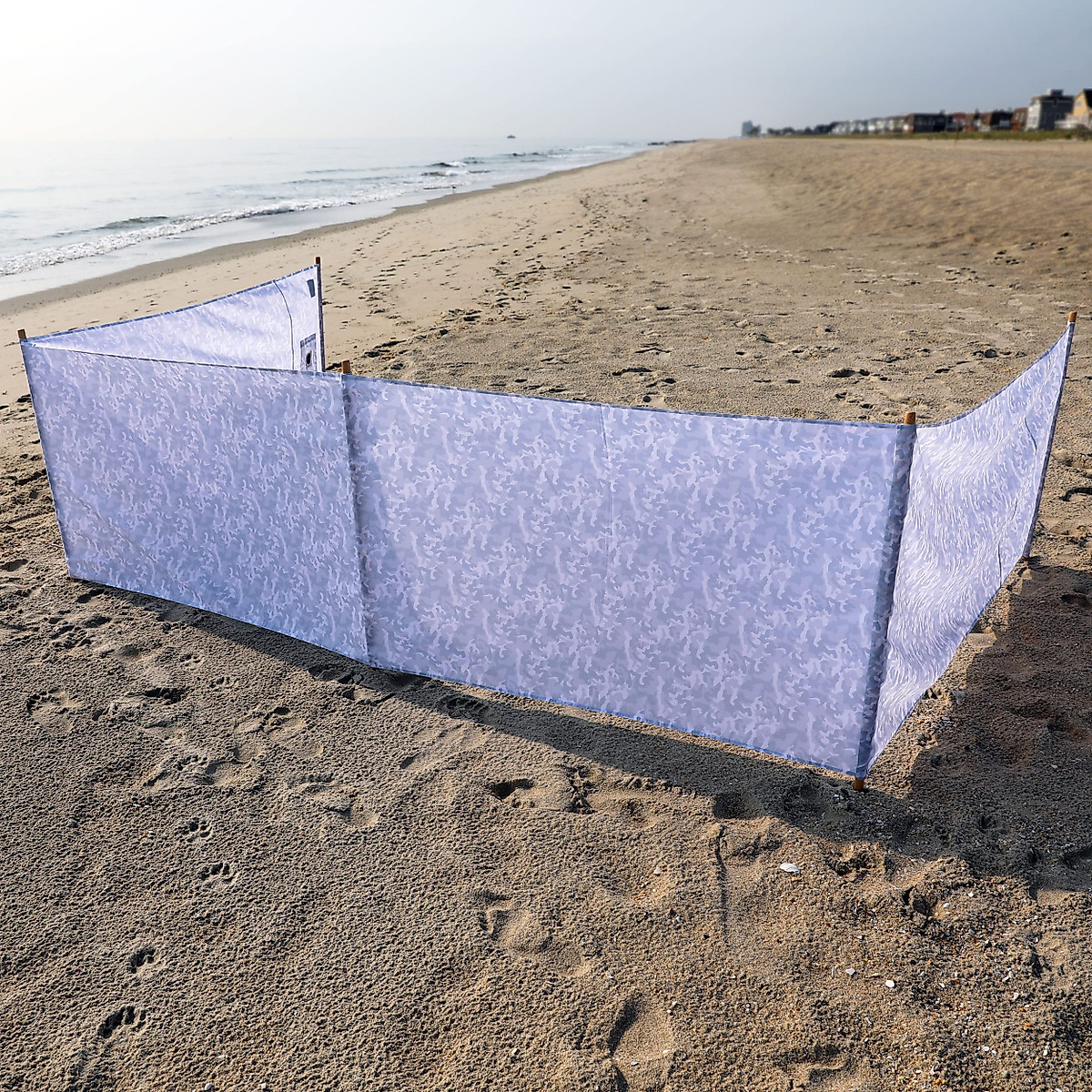 erda Arctic Camo Pro Beach Recycled Polyester Rip-Stop 20 ft Lightweight Windscreen, Privacy Screen, Wind Blocker, Free Matching Shoulder Bag