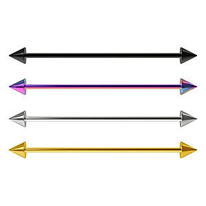 4pc Industrial Barbells 16g 38mm 1 1/2 Surgical Steel Straight Ear Bar Piercing Jewelry Spikes Pack