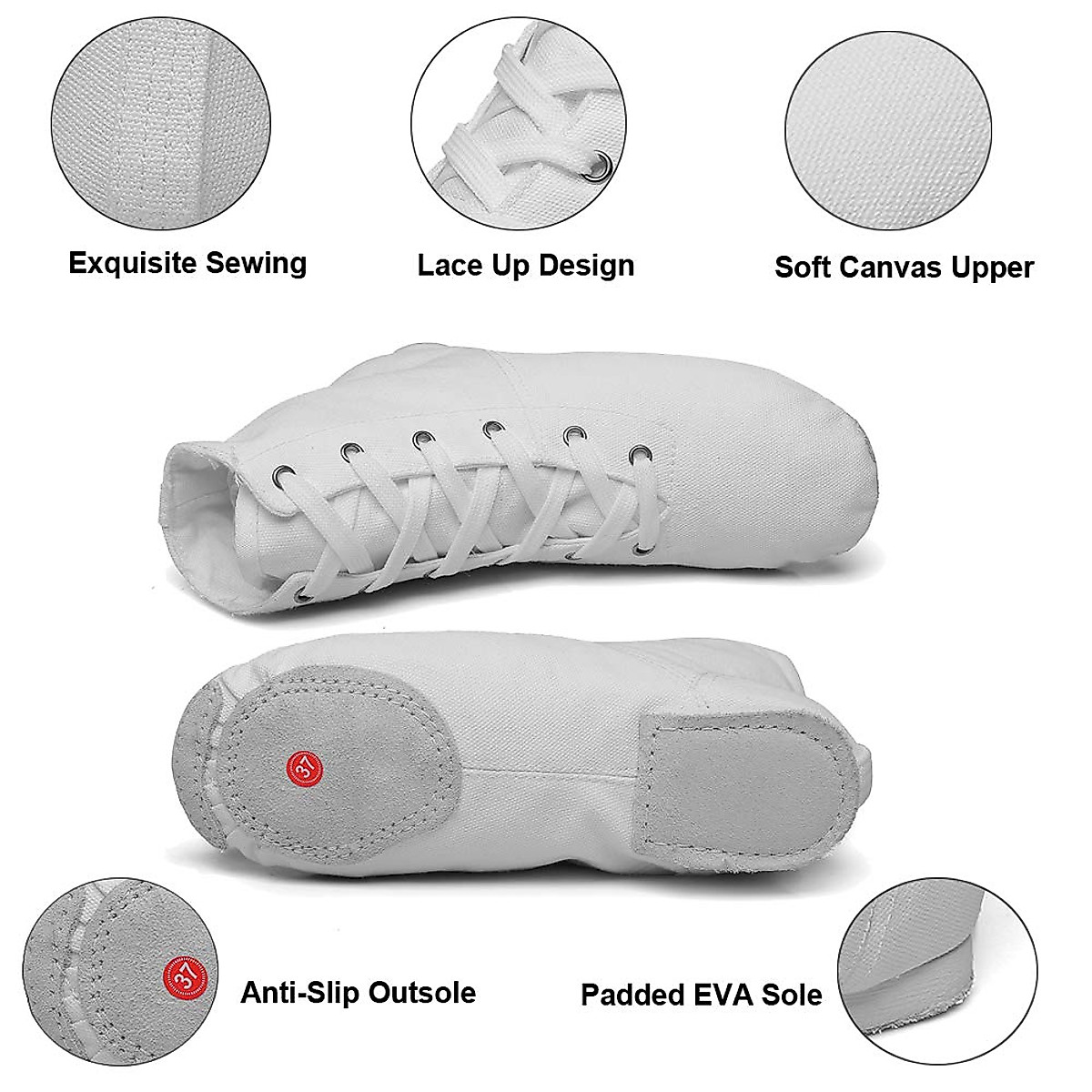 MSMAX Jazz Boot Shoes Women Character Shoes for Woman Ankle Boots for Men White 10 M US Women