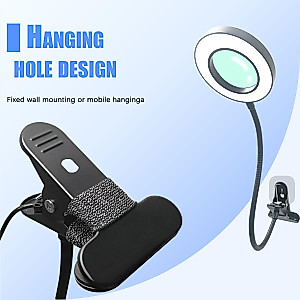 Clip on Magnifying Glass with Light for Crafts Hand Free 5X, 3 Color 48 LED Magnifying Lamp with Light, Desk Lamp with Magnifying Glass and Light, Desk Light with Magnifying Glass Lamp, Magnifier lamp