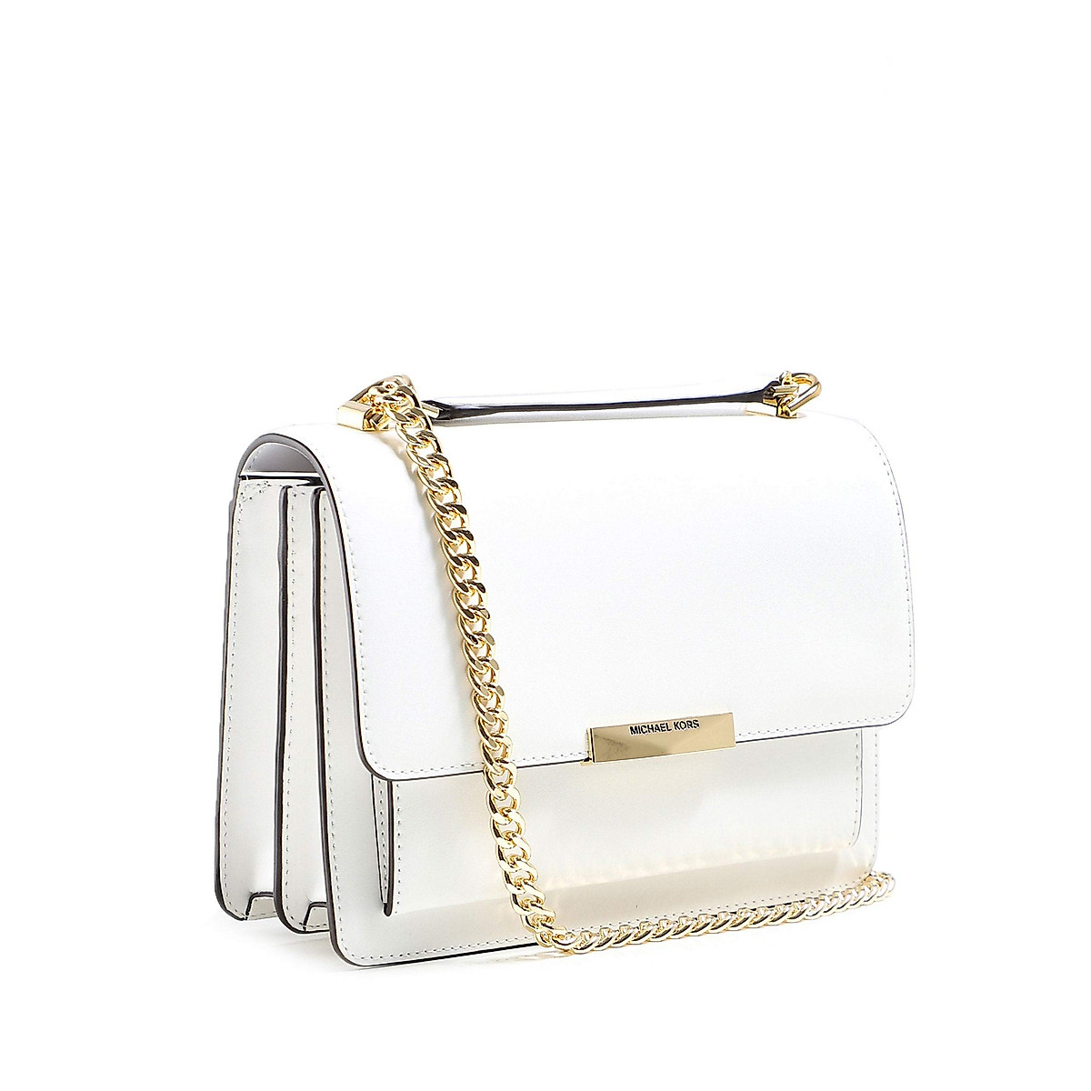 MICHAEL Michael Kors Jade Large Gusset Shoulder Optic White One Size