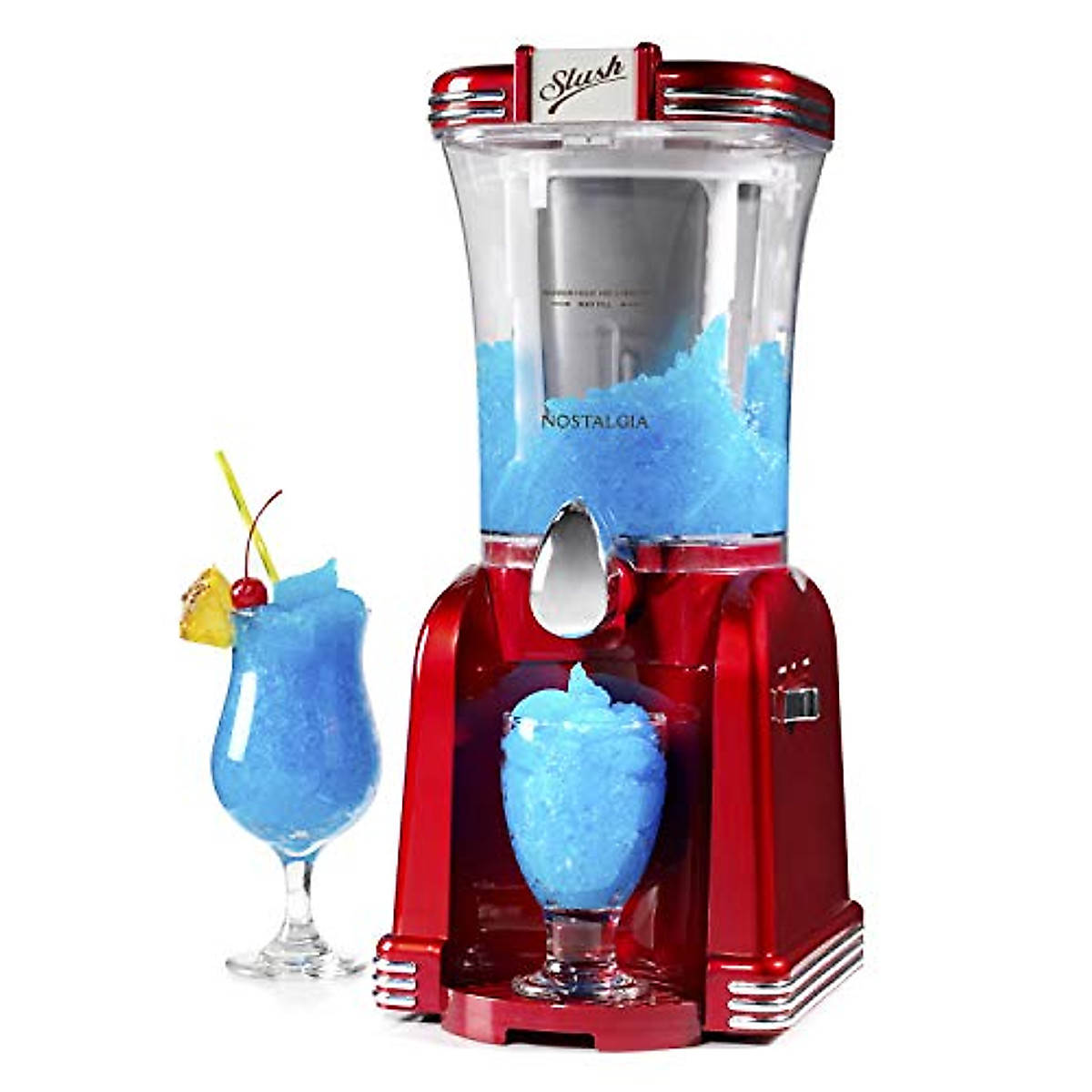 Nostalgia Classic Frozen Drink Maker 32-Ounce Slushie Machine for Home, Retro Red