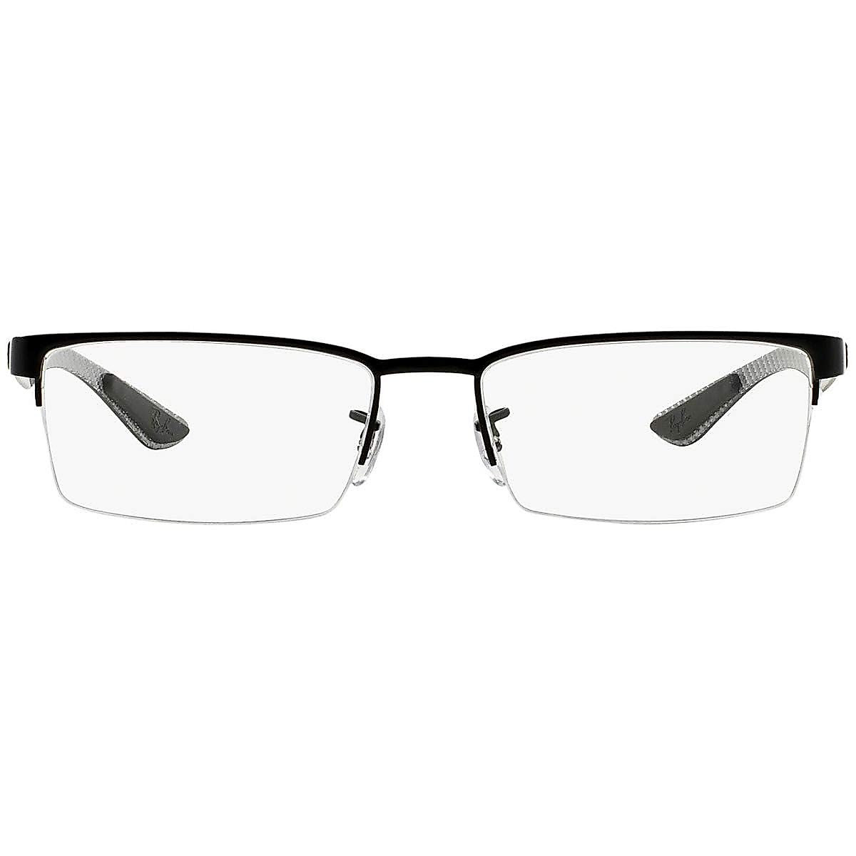 Ray-Ban RX8412 Rectangular Prescription Eyeglass Frames, Matte Black/Demo Lens, 54 mm