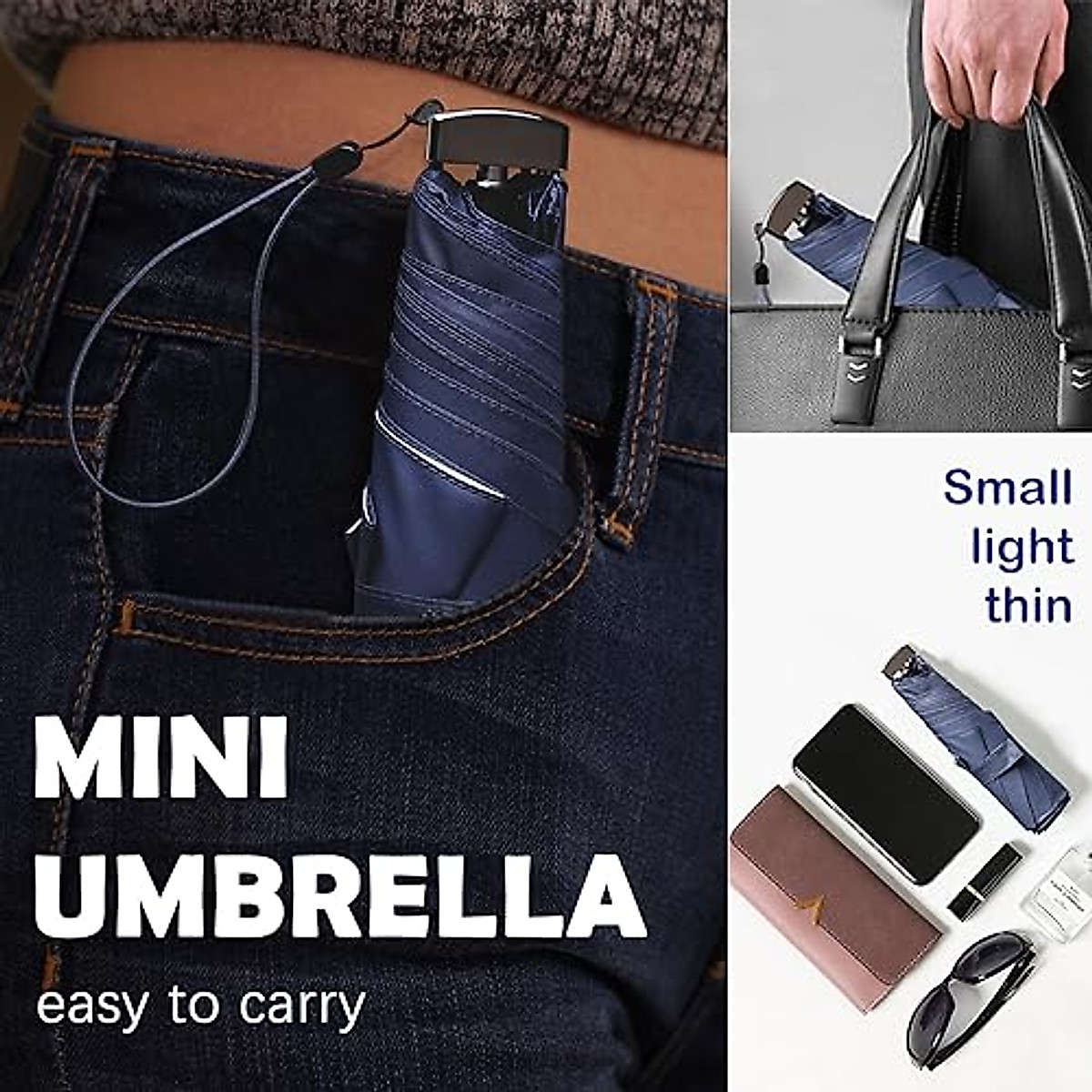 NINJAFOX Travel Umbrella Mini Umbrellas stainless steel frame rust proof,Small,Lightweight,Compact but Strong for Sun&Rain for Woman, Kids,Men Suit for Pocket (Non-Automatic)