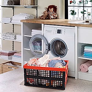 Gloreen 35 Quart Folding Crate Basket, Collapsible Storage Milk Crates, 3 Packs