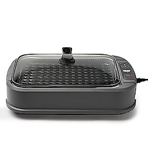 Oster DiamondForce Electric Indoor Nonstick Smokeless Countertop Grill Small Appliance with Removable Grill Plate and Lid