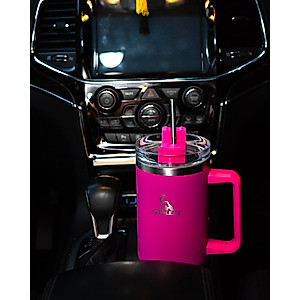 Du&Kha SIPSLEAK 40 Oz Tumbler with Handle and Straw – Stainless Steel Insulated Tumblers with 2 Lids, 2 Straws, Straw Brush – Portable and Reusable Coffee Tumbler Travel Coffee Mug Keeps Hot and Cold