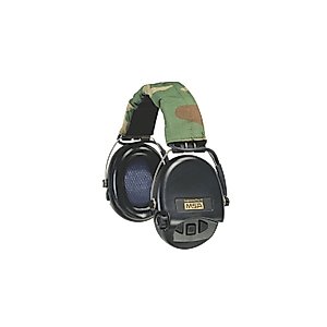 MSA 10082167 Supreme Pro-X Electronic Earmuff with Camo Headband, Black Earcups, Foam Sealing Rings, NRR: 18 dBA, IP Rating: 67, Designed for Both Left and Right-Handed Shooters