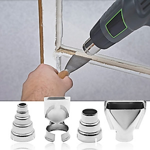 Kyuionty 4 Pcs Heat Gun Nozzles Kit, Stainless Steel Reflector Heat Resisting Nozzles Gun Accessory Replacement for Hot Air Gun Soldering Station Nozzle Tool