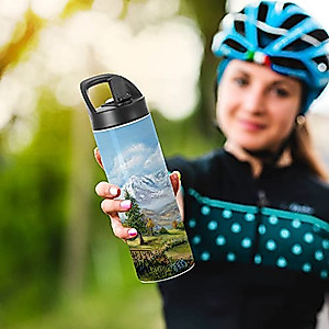 PYD Life Sublimation Tumblers Blanks Cups Water Bottle White 20 OZ Skinny Straight Sports Bottles Mugs with Portable Sippy Up Lid with Straw,for Tumbler Heat Press 4 Pack