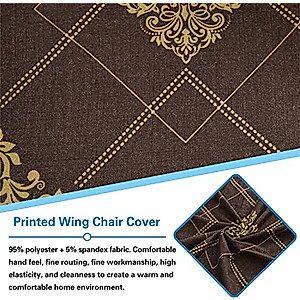 IMYOGI Stretch Wing Chair Slipcover 2 Pieces Wingback Covers with Seat Cushion Slipcover, Non-Slip Armchair Covers Furniture Protector for Kids and Pets (Color : Loka)