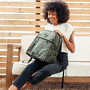 Petunia Pickle Bottom 2-in-1 Provisions Backpack | Designed for Busy Parents | Spacious Main Compartment for Carrying Essentials | Olive Ink Blot