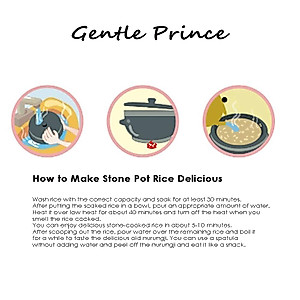 Gentle Prince Non-stic Traditional Stone Rice Cooker Cauldron Multi Cooker 18cm Nurungji,Crust of Overcooked Scorched Rice Korea for 2~3 people 7.1inch x 7.1inchx 3.5 inch