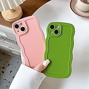 Caseative Solid Color Curly Wave Frame Soft Compatible with iPhone Case (White,iPhone 13 Pro Max)