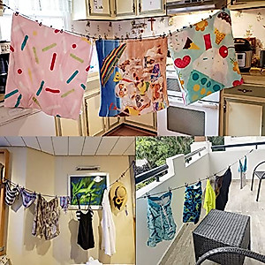 Portable Drying Rack Clothing Camper Clothesline with 12 Clothespins, Windproof Travel Clothesline Stretchy Elastic for Indoor Laundry Drying line,Outdoor Camping Accessories (Blue)