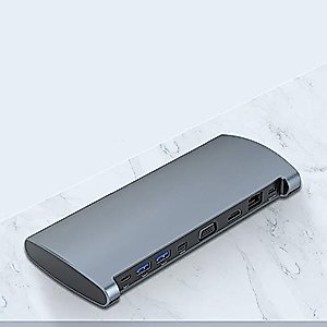 XUNMAIFHB Portable Docking Station, Typec Docking Station hdmi line Expansion USB Adapter USB3.0, HDMI, USB3.0 Type-C, TF&SD, VGA, DP, RJ45, 3.5mm Audio Microphone Fast Transmission