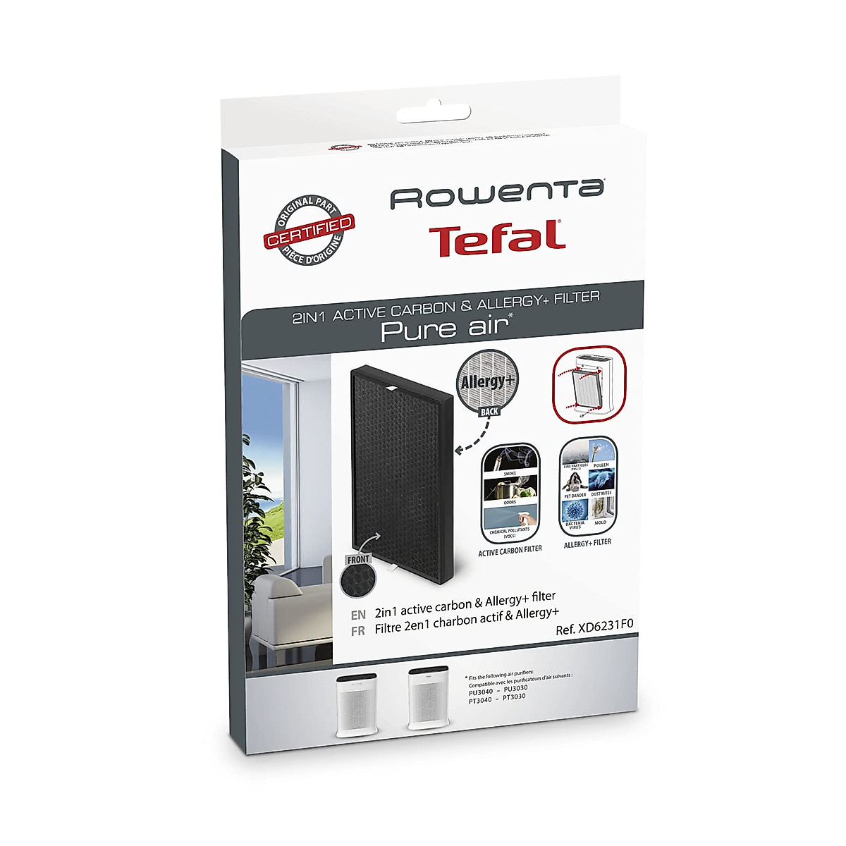 Rowenta Pure Air Mid Size 2-in-1 Active Carbon & Allergy Filter