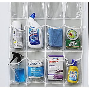 Simple Houseware 24 Pockets Large Clear Pockets Over The Door Hanging Shoe Organizer, Gray (56" x 22.5")