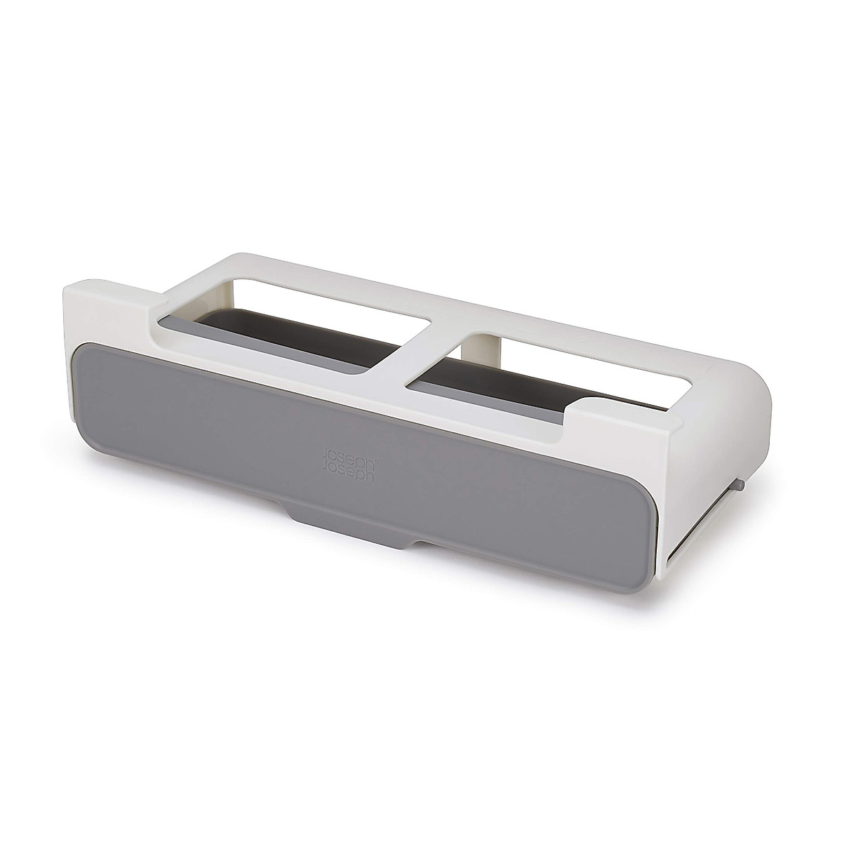 Joseph Joseph CupboardStore Under-Shelf Pull Out Drawer Storage Organizer for Cabinet, Gray & CupboardStore Spice Organizer 3M Tape Under-Shelf Pull Out Drawer Storage for Cabinet, Gray/White