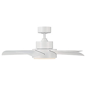 Vox Indoor and Outdoor 5-Blade 38in Smart Ceiling Fan in Matte White with 3000K LED Light Kit and Remote Control works with Alexa and iOS or Android App