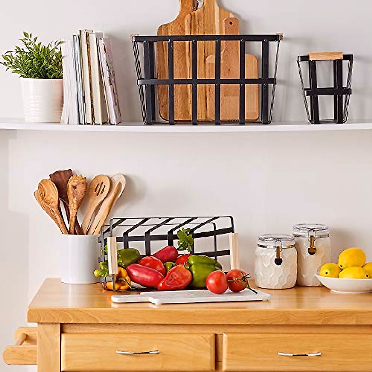 DII Urban Metal Basket Contemporary Storage Container, Black, Basket Set, 3 Piece