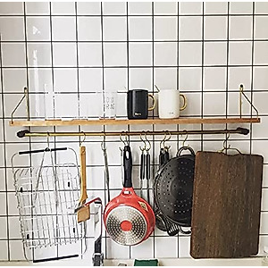 Mewuthede Brass S Hooks S-Shaped Hook, 10 Pcs Heavy Duty S Hooks for Hanging Kitchen Pots and Pans, Office, Bathroom, Closet, Outdoor, Widely Used