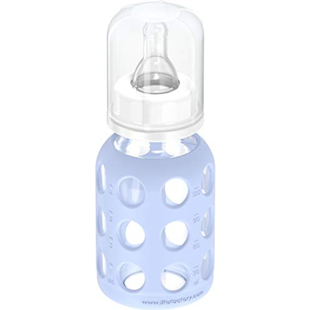 Lifefactory Glass Baby Bottle with Stage 1 Nipple and Protective Silicone Sleeve Blanket 4 Oz