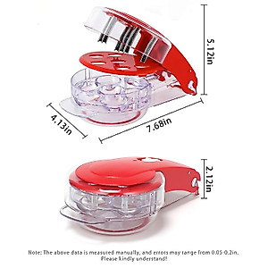 FONNYXK Cherry Pitter Tool - Push-Pull Cherry Seed Remover 6 at a Time - Portable Cherry Pitter Tool Pit Remover with Lock Design - Great Tool for Kitchen, Cake Shop, Fruit Salad (Red)