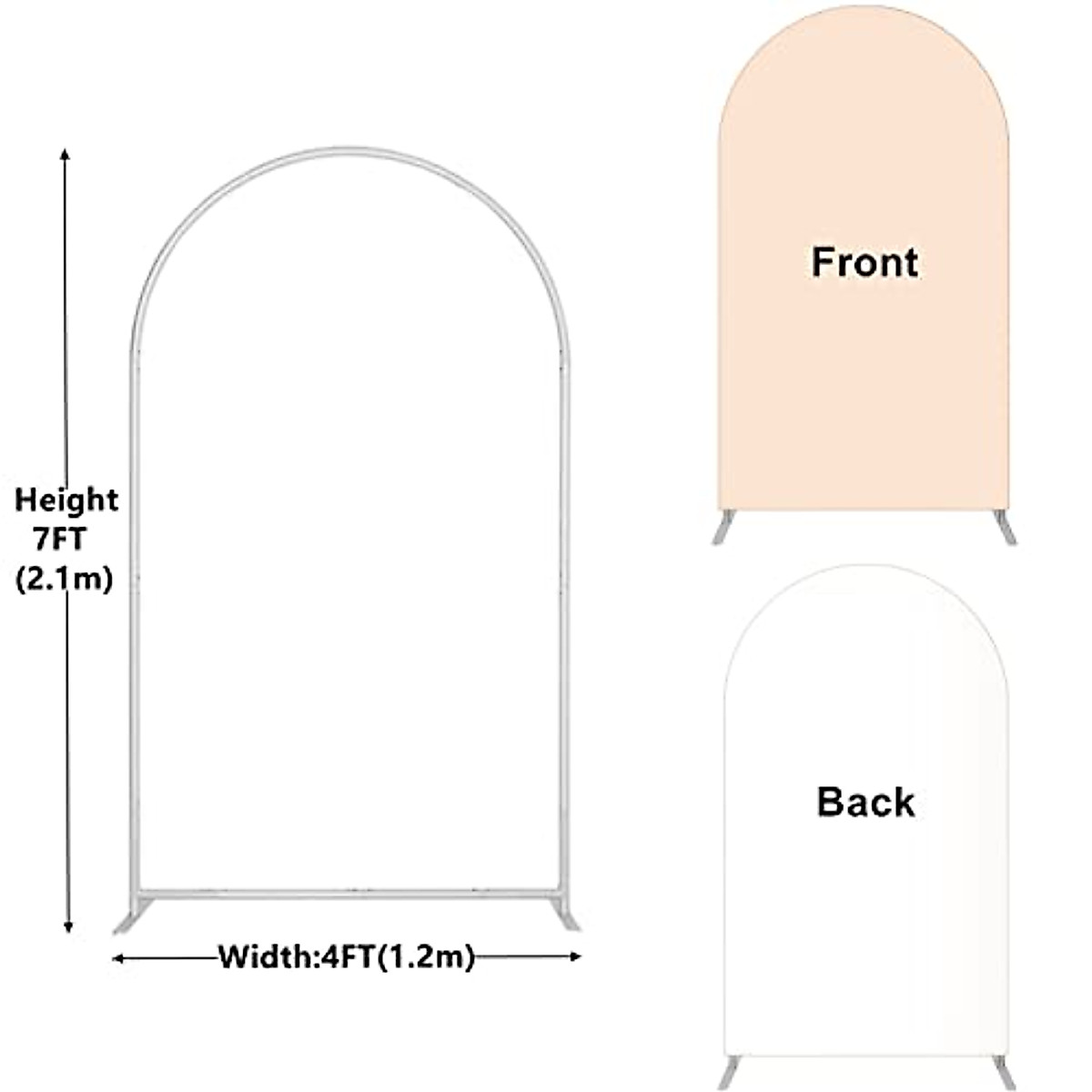 Chiara Backdrop Arched Wall, Metal Arch Stand and Fabric Backdrop Cover Decor for Baby Shower, Wedding, Birthday Parties, Photo Background Decoration (4FT X 7FT, Beige & White)