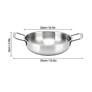 Stainless Steel Binaural Noodle Pot, Korean Ramen Pot Small Stockpot for Home Office Dormitory Outdoor Camping(#3)