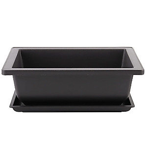 SEUNMUK 25 PCS 6.5 Inch Plastic Bonsai Training Pots,Thicken Rectangular Plastic Growing Pots, with 25 Trays for Garden, Bonsai Plants Growing Pot for Home, Office, Balcony, Garden and Yard