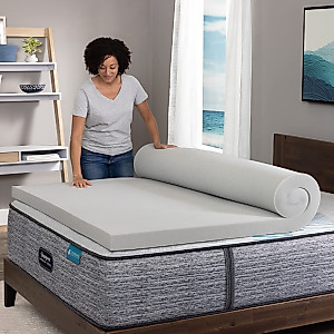 Beautyrest Black Diamond Cooling, Pressure-Relieving Memory Foam Mattress Topper, Queen, 3-Inch, Grey