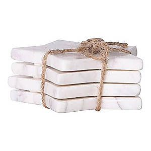Creative Co-Op Marble Star Shaped (Set of 4) Coasters, White