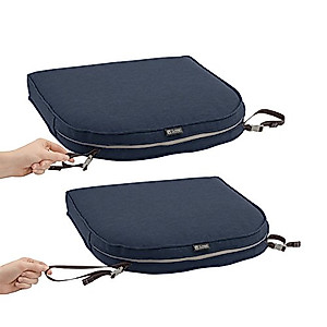 Classic Accessories Montlake FadeSafe Water-Resistant 18 x 18 x 2 Inch Square Outdoor Seat Cushion Slip Cover, Patio Furniture Chair Cushion Cover, Heather Indigo Blue, Patio Furniture Cushion Covers